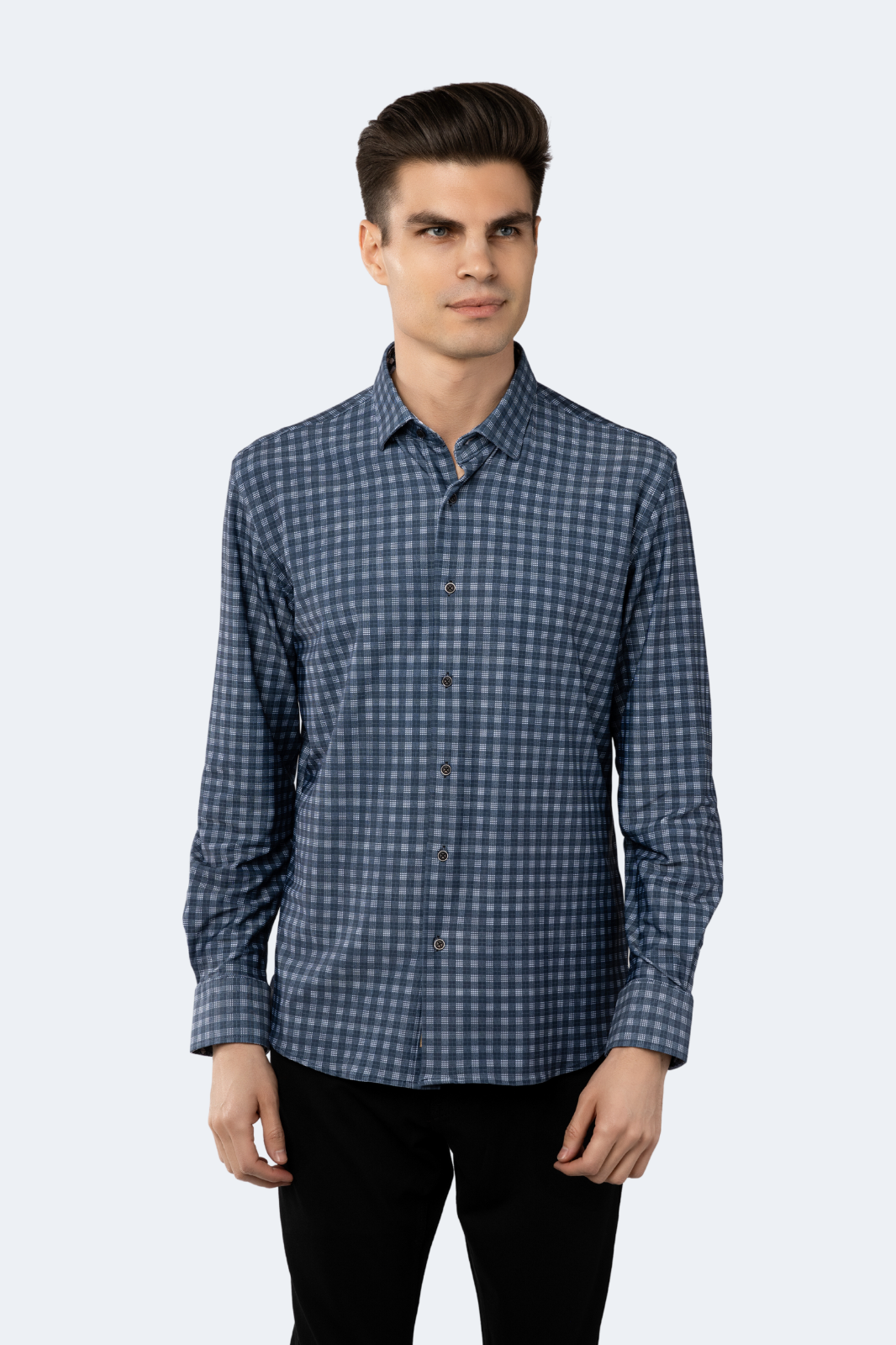 Lapis Lazuli Blue and White Check Shirt – Luchiano Visconti Online